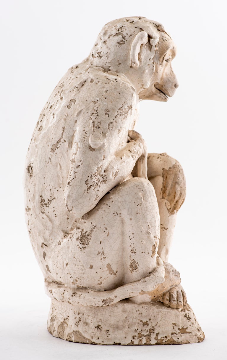 Modern Studio Art Pottery Monkey Sculpture For Sale at 1stDibs