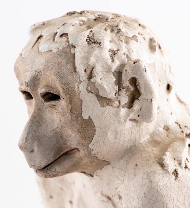 Modern Studio Art Pottery Monkey Sculpture For Sale at 1stDibs