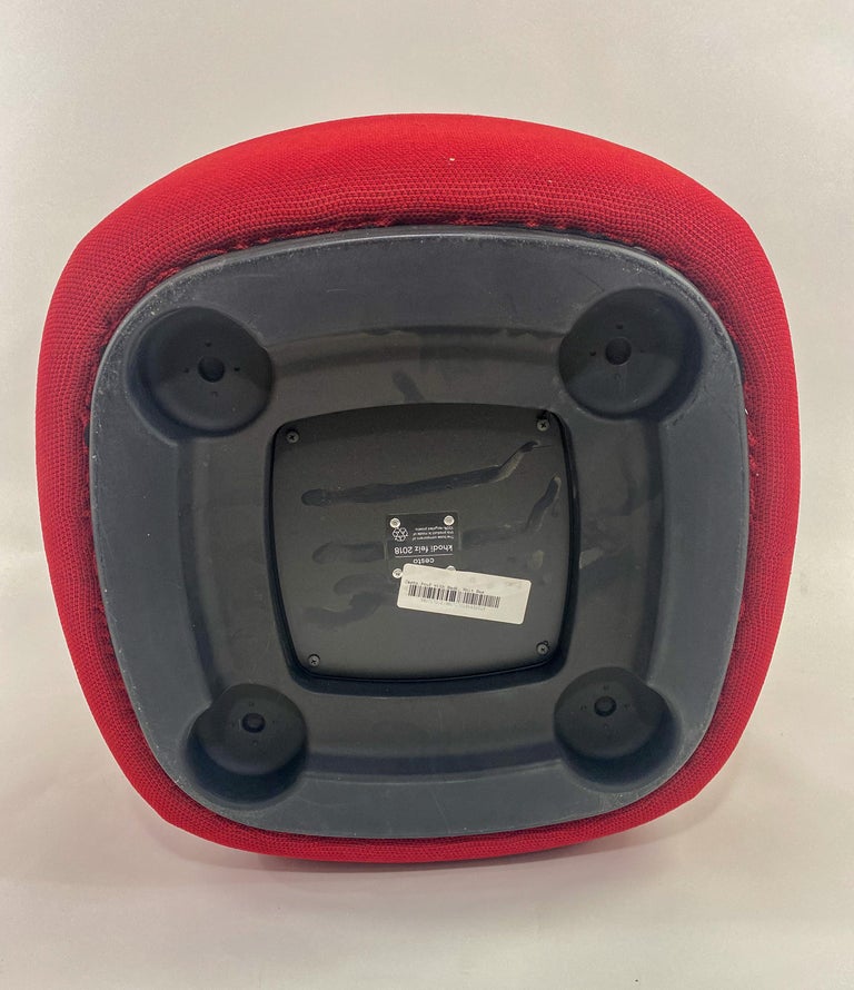 Modern Studio TK Custom Red Knit Fabric Slipper Chair or Pouf with Back ...