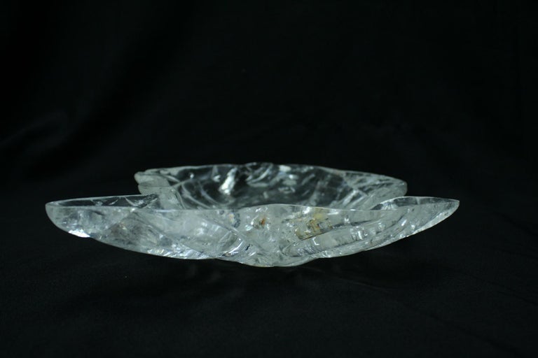 Modern Style Carved Rock Crystal Fish-Form Dish Platter For Sale at 1stDibs