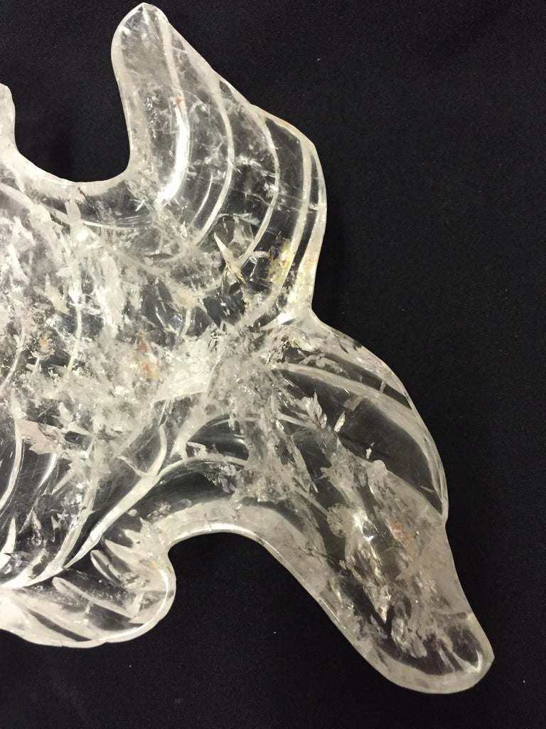 Modern Style Carved Rock Crystal Fish-Form Dish Platter For Sale at 1stDibs