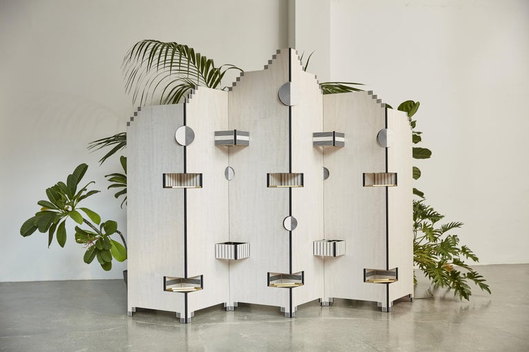 Modern Style Handmade Paperwall Screen in Tanganika Wood Veneer and ...