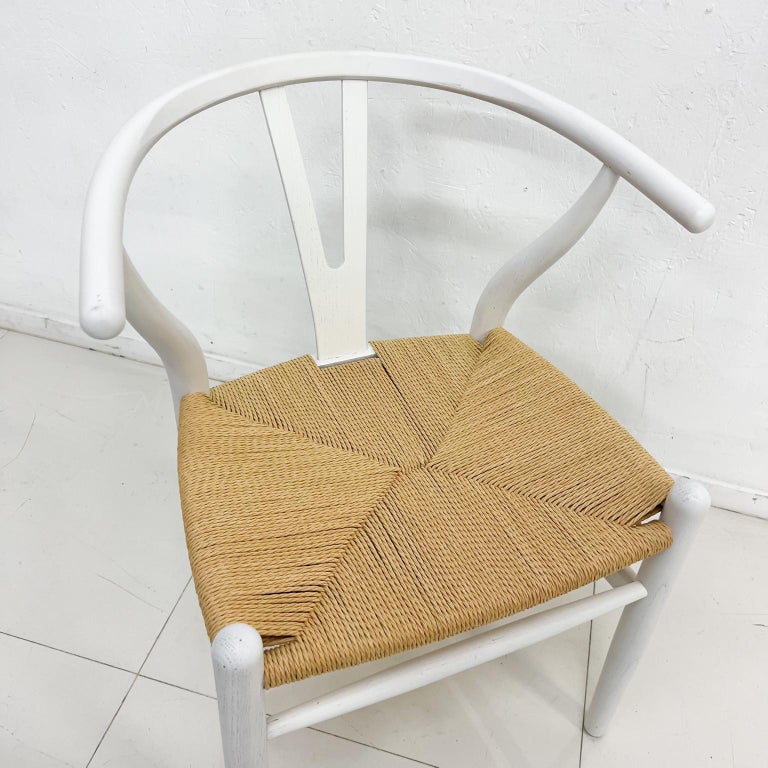 Contemporary Modern Wishbone Rope Dining Chair Set of Four in White For ...