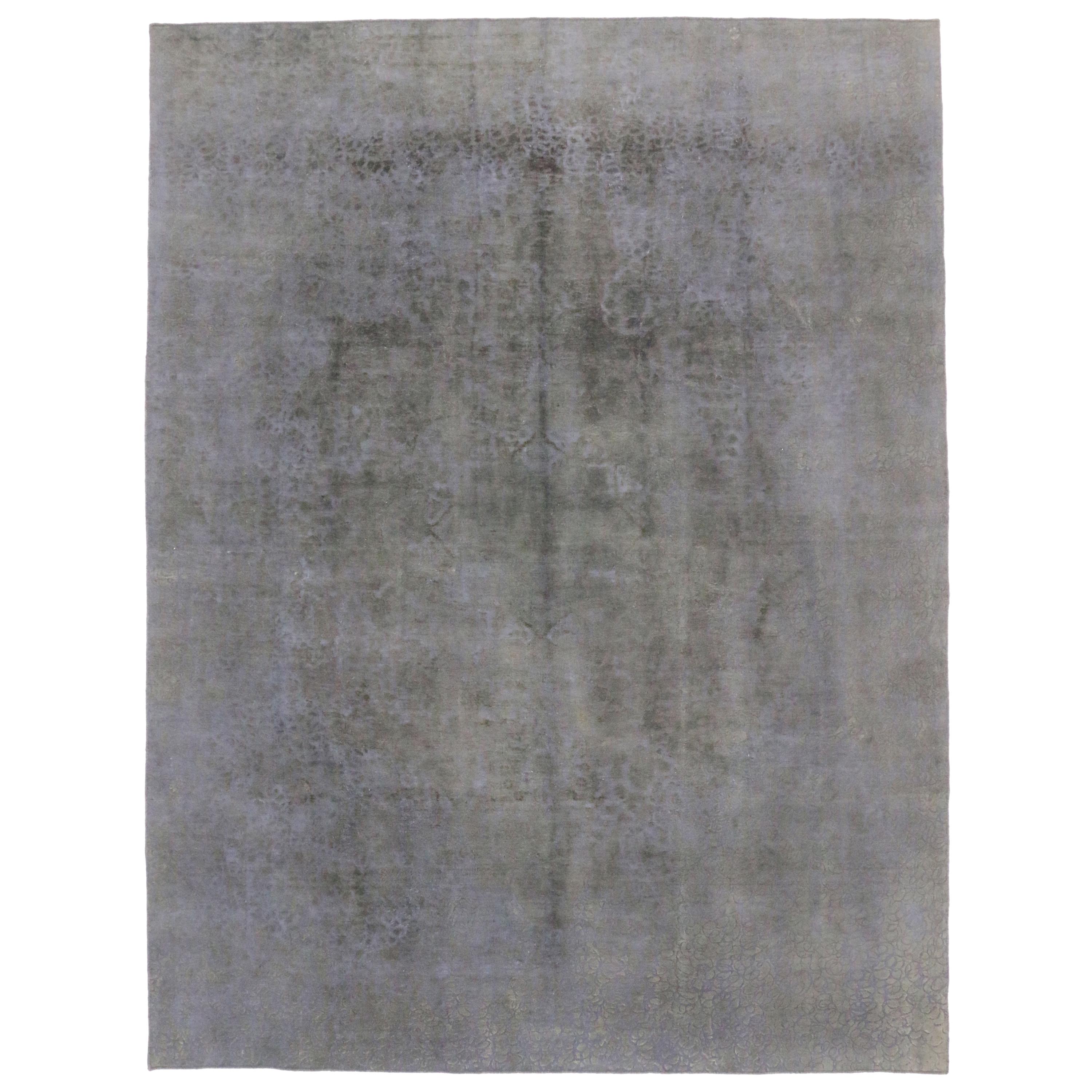 Distressed Vintage Turkish Overdyed Rug with Modern Industrial Style ...