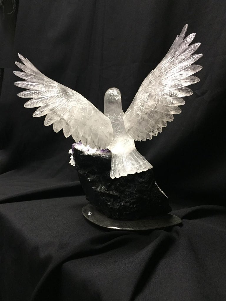 Modern Style Rock Crystal Birds on Amethyst Geode For Sale at 1stDibs ...