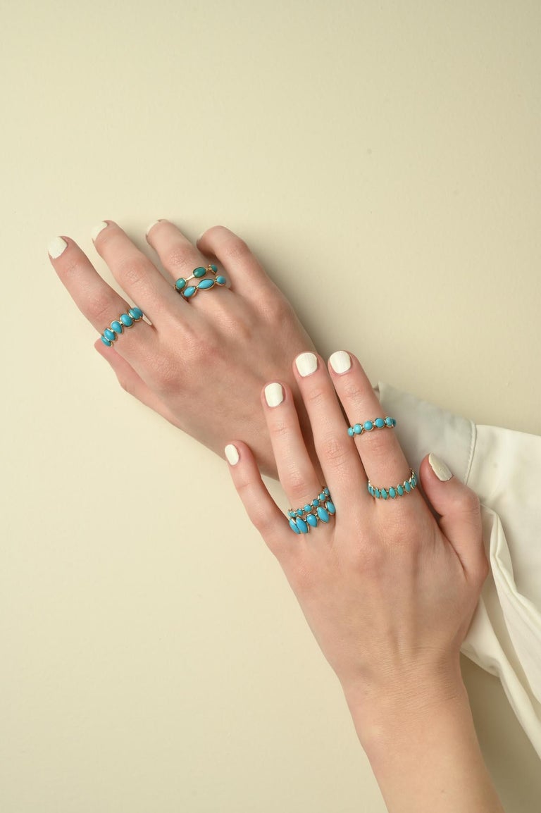 Customizable Modern Style Stackable Turquoise Eternity Band Ring in 18k ...