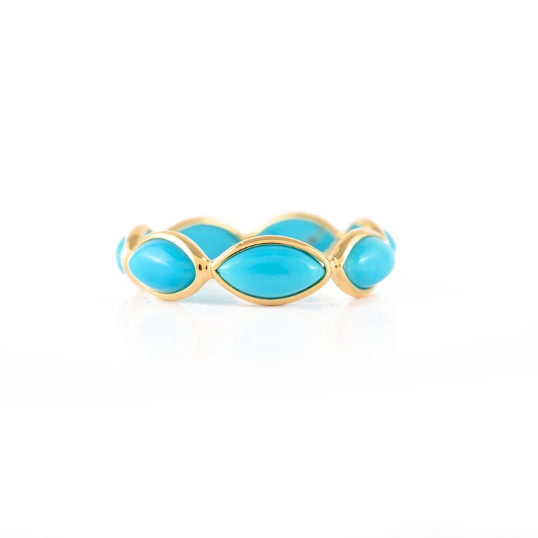 Customizable Modern Style Stackable Turquoise Eternity Band Ring in 18k ...