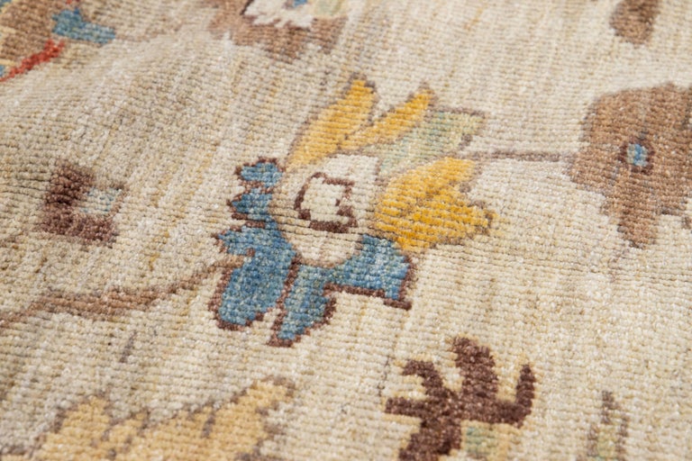 Modern Sultanabad Handmade Brown and Rust Wool Rug With Floral Motif ...