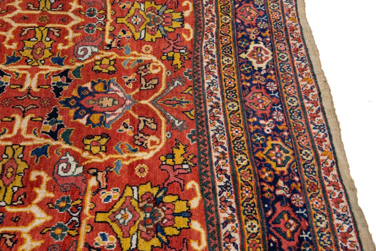 Modern Sultanabad Handmade Rust-Orange Persian Wool Rug For Sale at 1stDibs