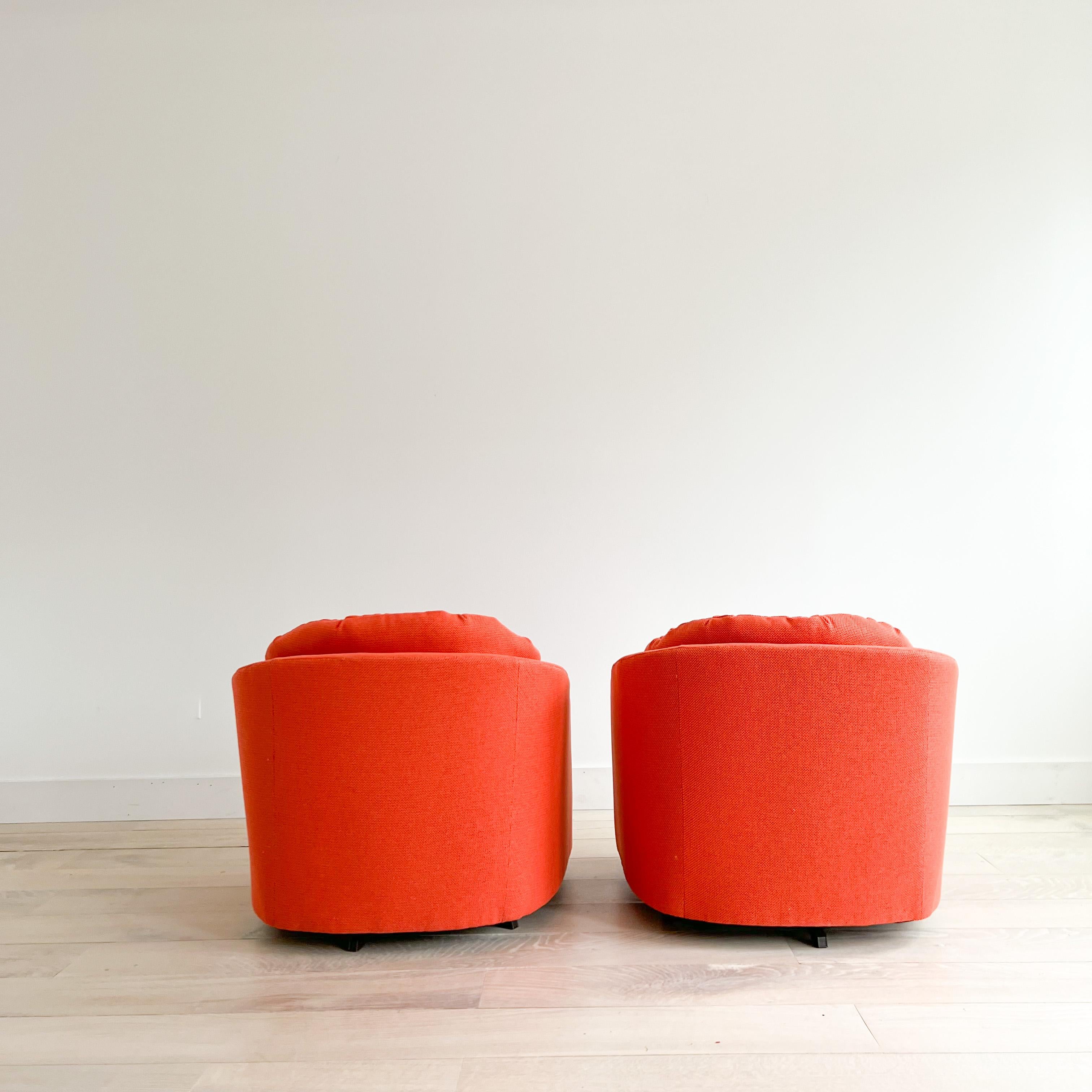Modern Swivel Lounge Chairs with New Orange/Red Upholstery at 1stDibs ...