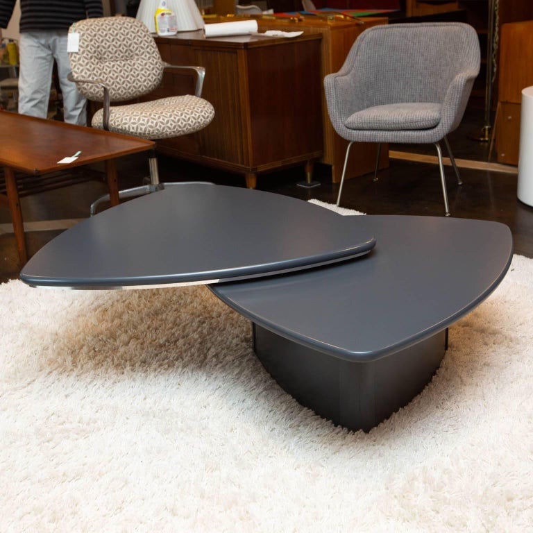 Modern Swivel Top Coffee Table in Grey Lacquer at 1stDibs