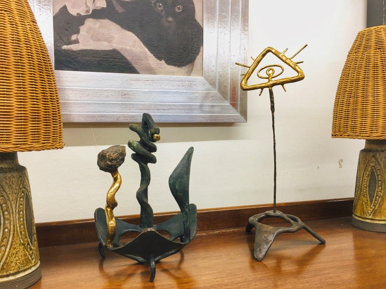Late 20th Century Three figure Modern Abstract Tarnished Bronze ...