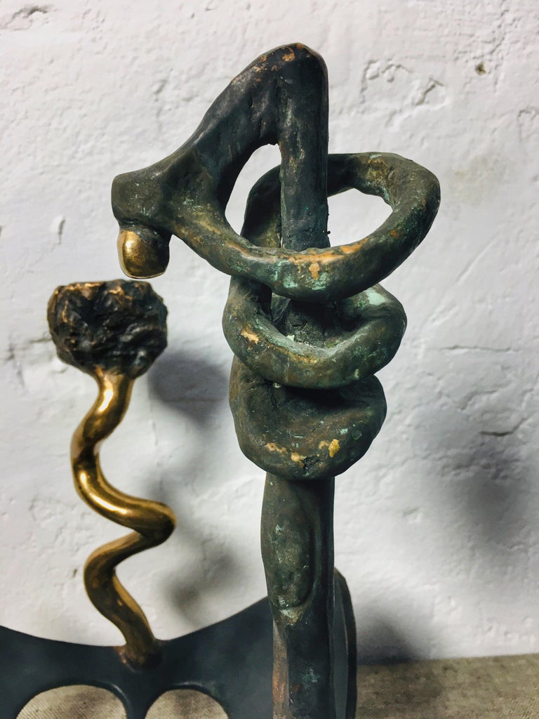 Late 20th Century Three figure Modern Abstract Tarnished Bronze ...