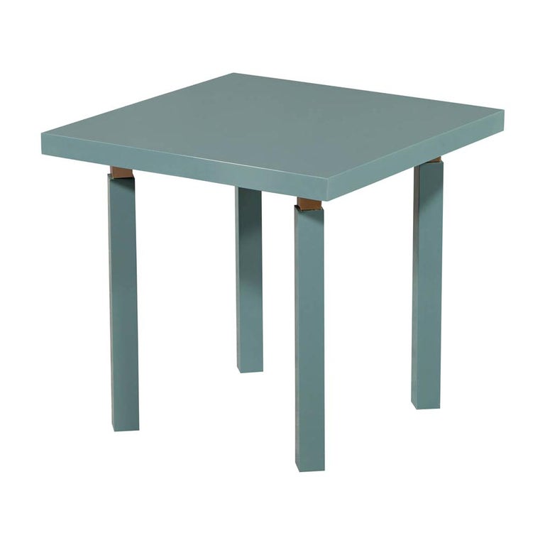 Modern Teal and Brass End Table For Sale at 1stDibs