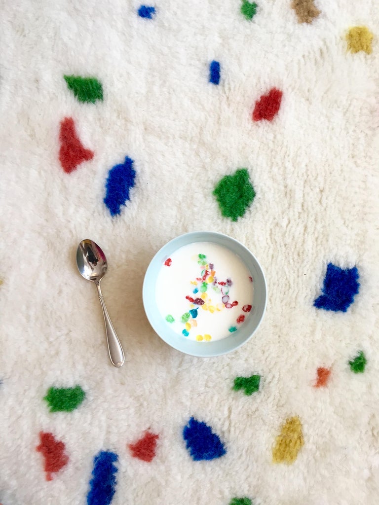 Modern Terrazzo Primary White Color Shag Rug 9' x 12 'Customizable' For ...