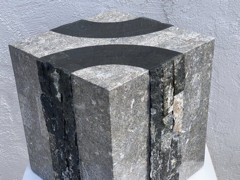 Modern Tessellated Stone Cube/ Side Table by Oggetti, Italy For Sale at ...