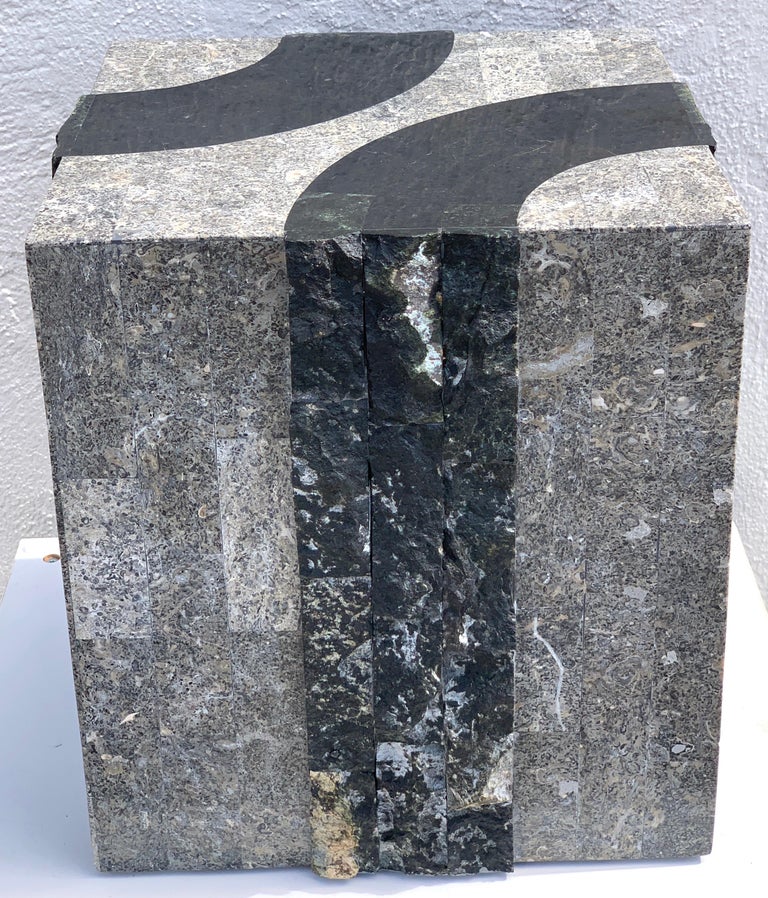 Modern Tessellated Stone Cube/ Side Table by Oggetti, Italy For Sale at ...