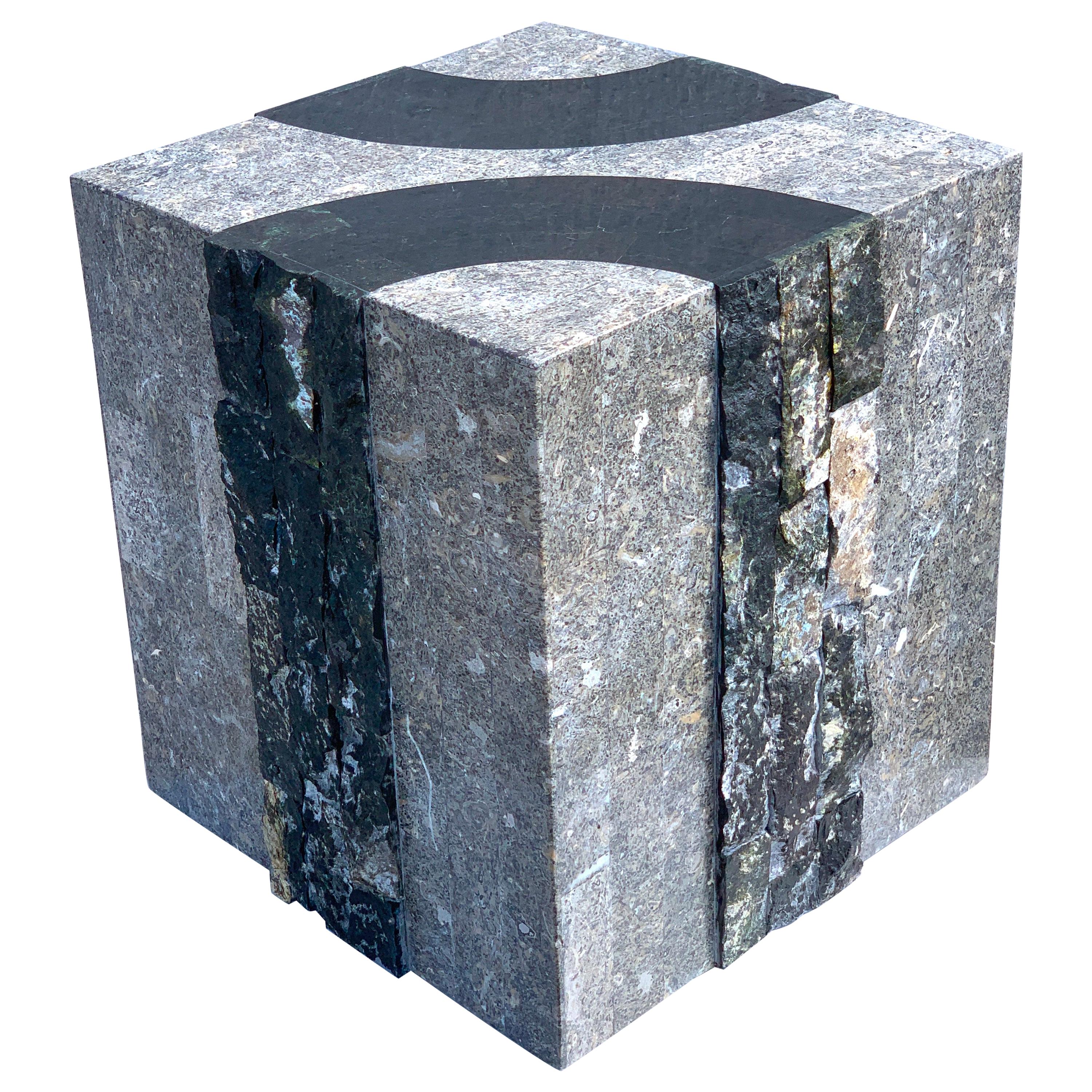 Pair of Negro Marquina Spanish Marble Cube Side Tables by Pace at 1stdibs