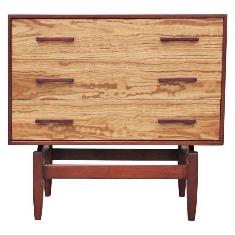 Modern Texas Natural Oak Floating Three Drawer Side Table Chest by Norm ...