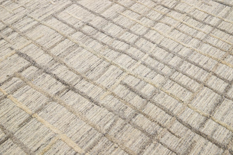 Modern Texture Handmade Abstract Beige and Gray Wool Rug For Sale at ...