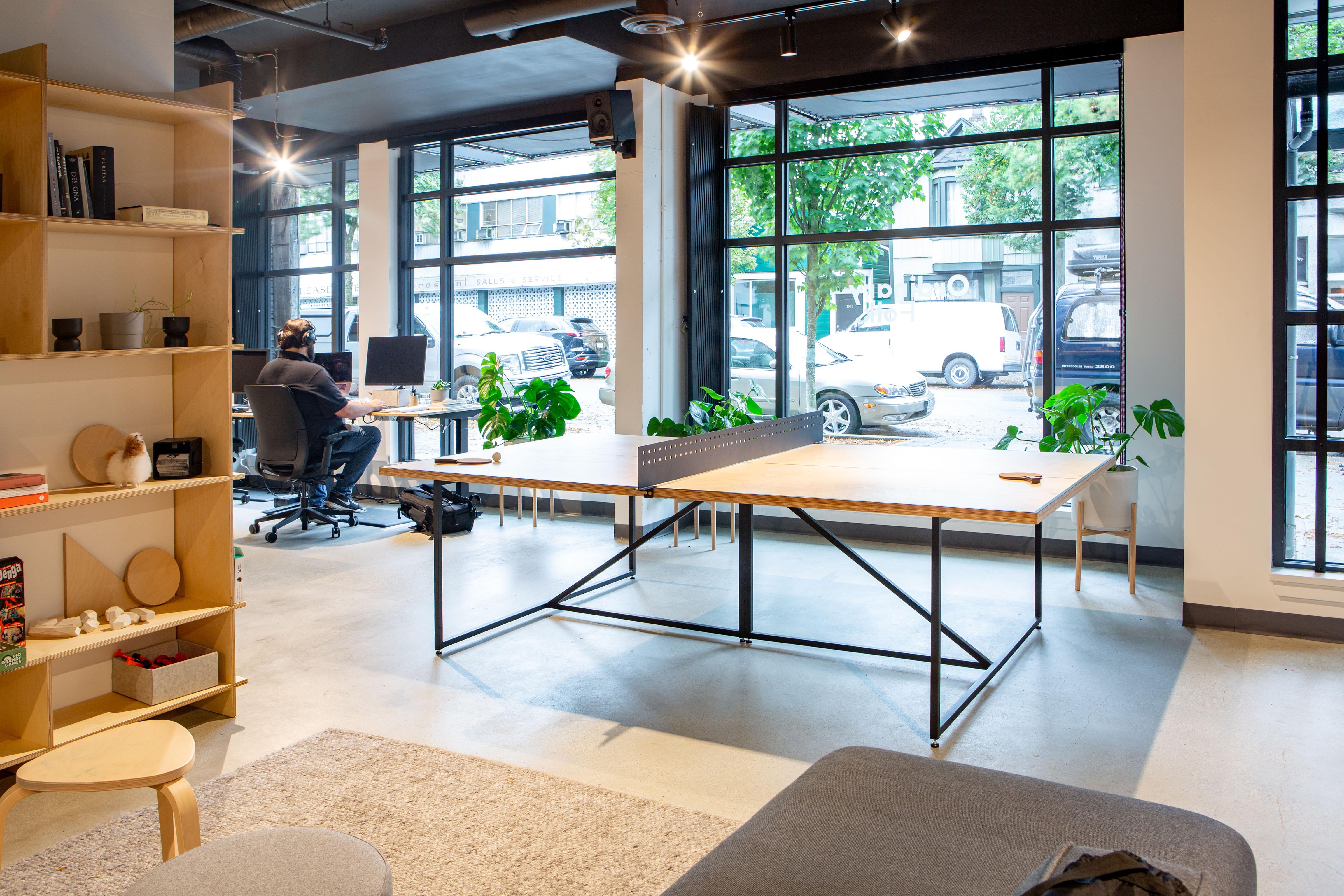 Modern "The Break" Ping Pong Table with Ash Playing Surface and Steel ...