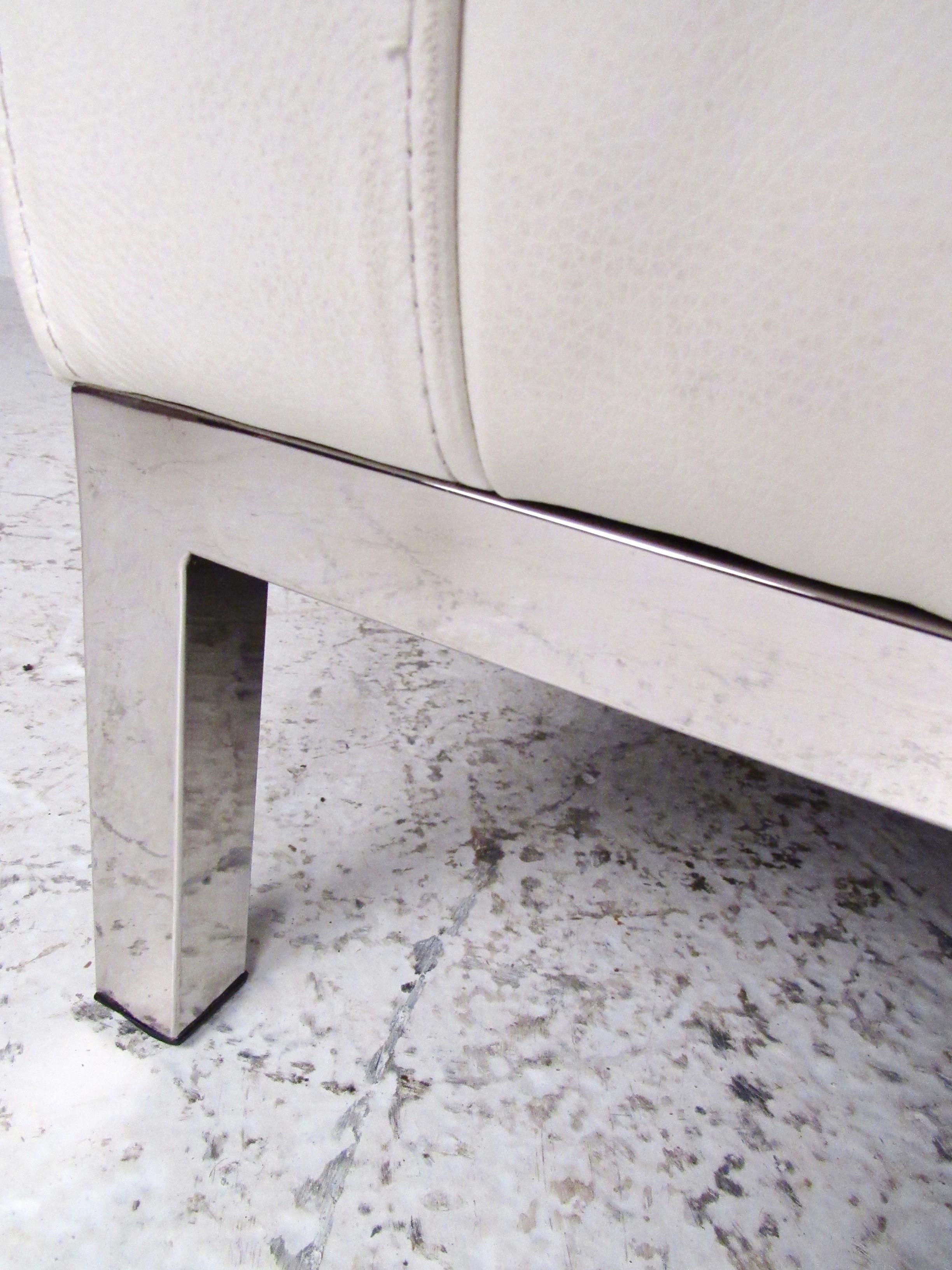 Modern Three-Seat Sofa with Chrome Frame For Sale at 1stDibs