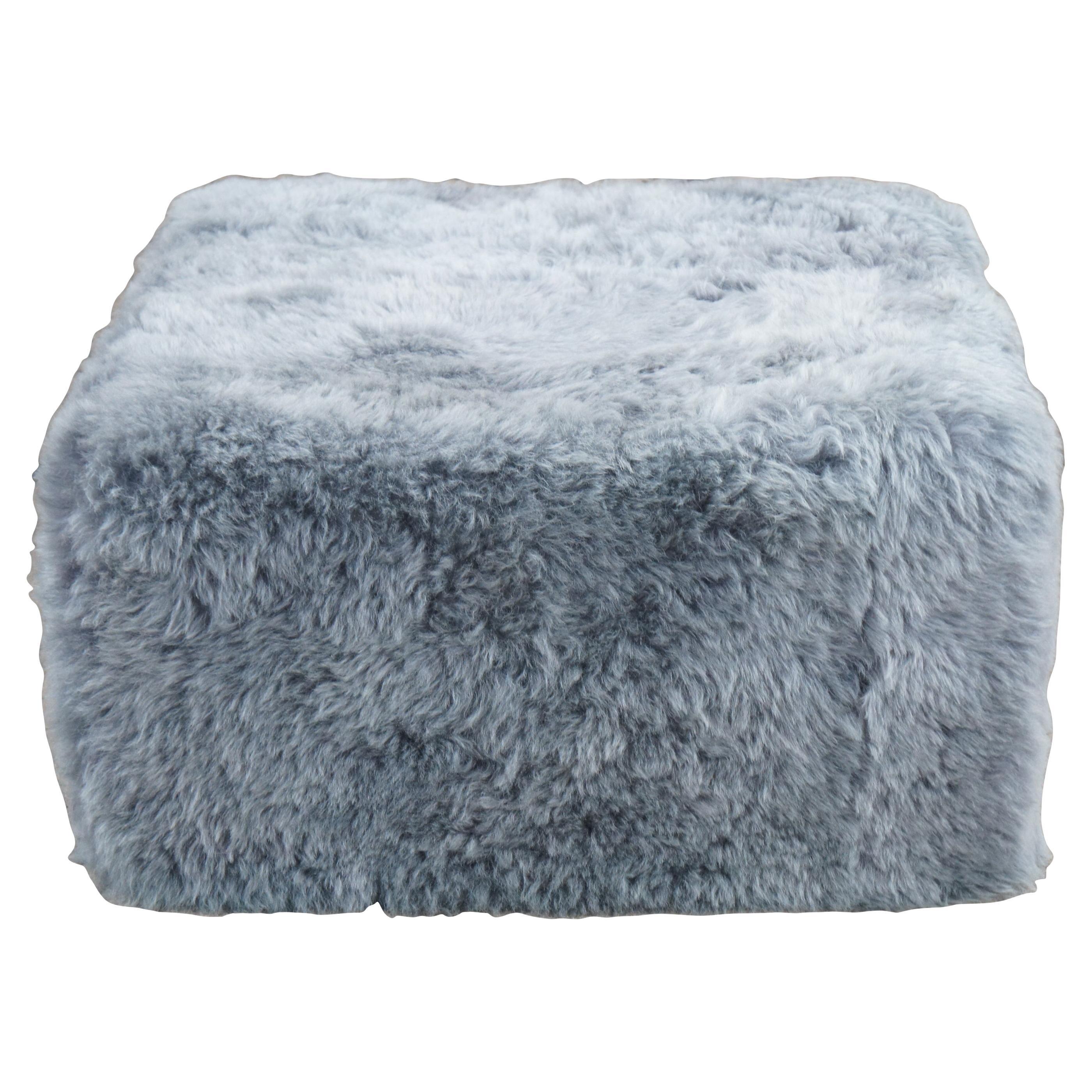 Moroccan Pouf Ottoman Handmade Jeans or Navy Blue Leather at 1stDibs
