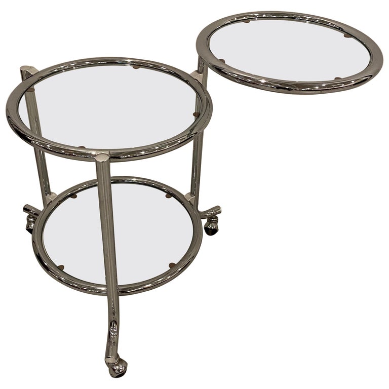 Modern Tiered Chrome Glass Side Table at 1stDibs