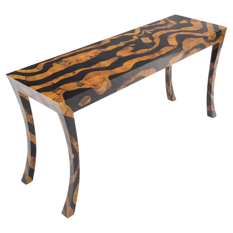 Modern Tiger Pattern Tessellated Stone Cabriole Legs Console Sofa Table ...
