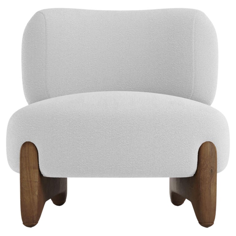 Modern Tobo Armchair in Boucle White and Oak Wood by Collector Studio ...