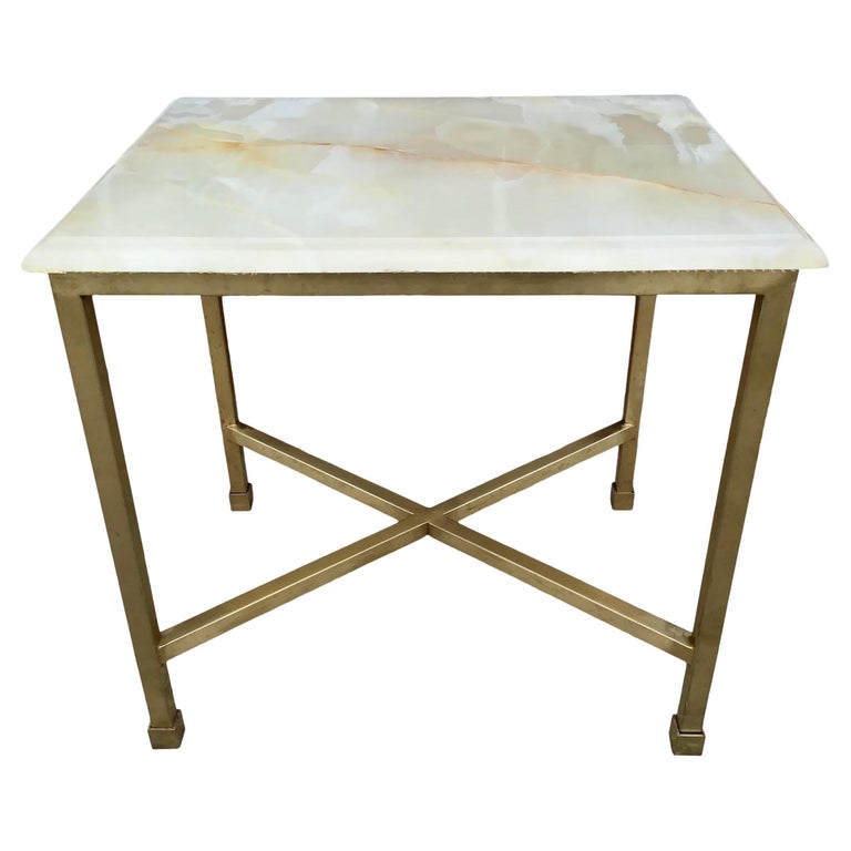 Modern Todd Hase Christelle Cocktail Table with Onyx Top For Sale at ...