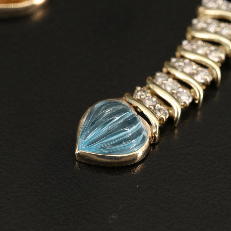 Modern Topaz Diamonds Bridal Necklace, Two Stone Necklace, For Sale at ...