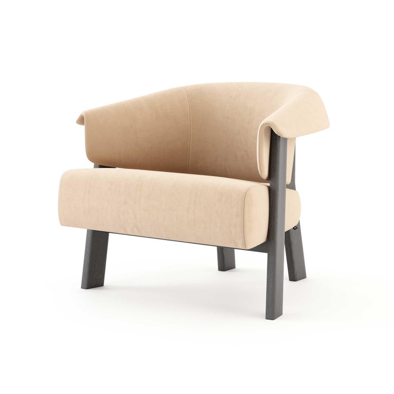 Modern Toro Armchair made with oak and suede, Handmade by Stylish Club ...