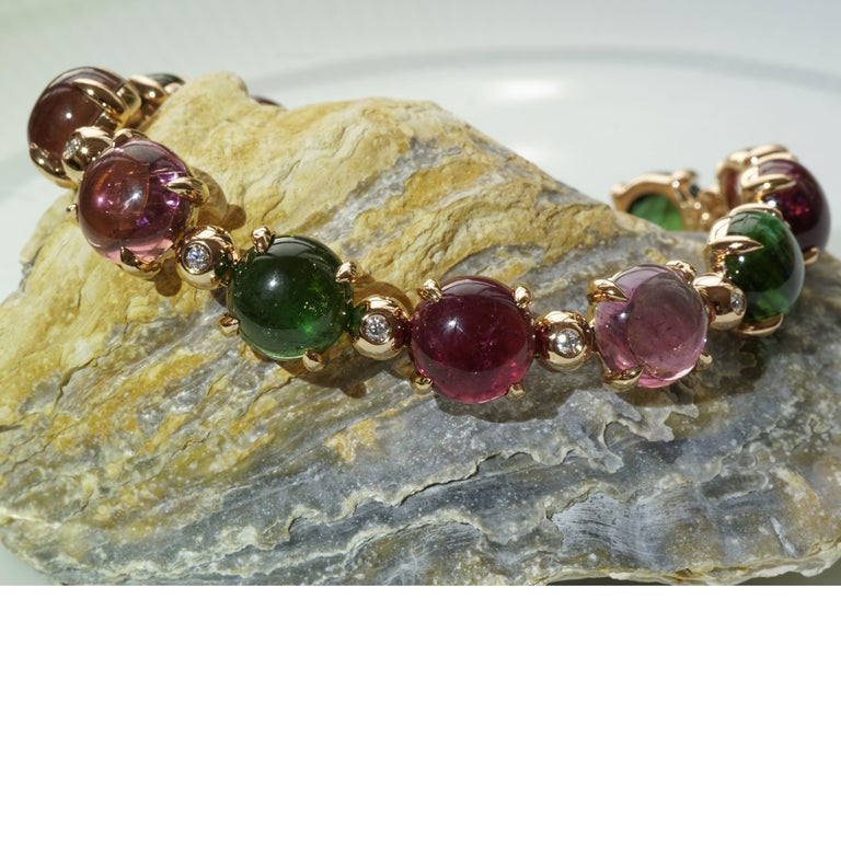 Modern Tourmaline Bracelet Multicolor 50 Ct Transparency and Luminosity ...