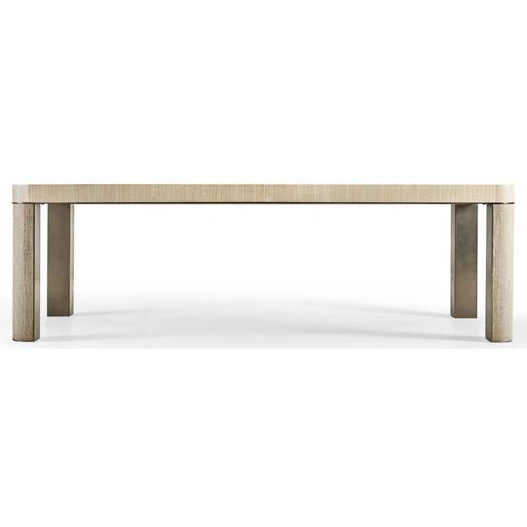 Modern Travertine Leg Extension Dining Table For Sale at 1stDibs