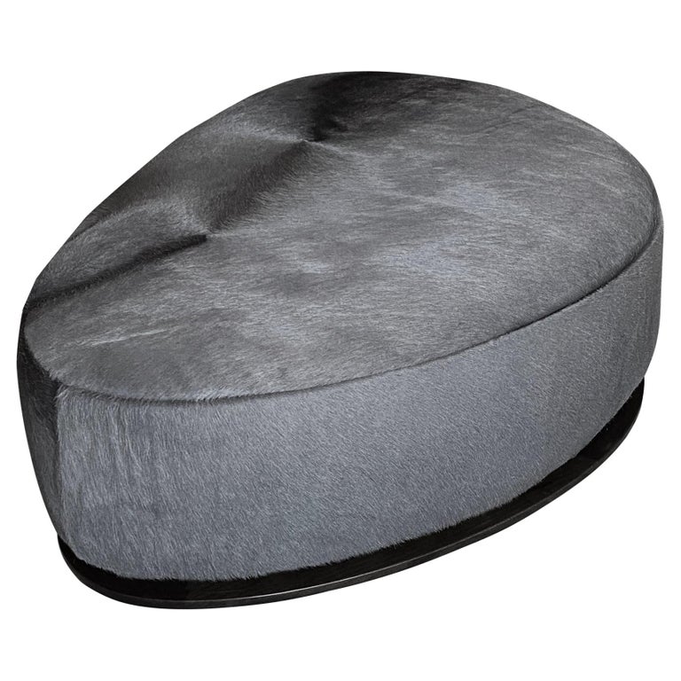 Modern Triangle Ottoman with Walnut Base Upholstered in Leather by ...