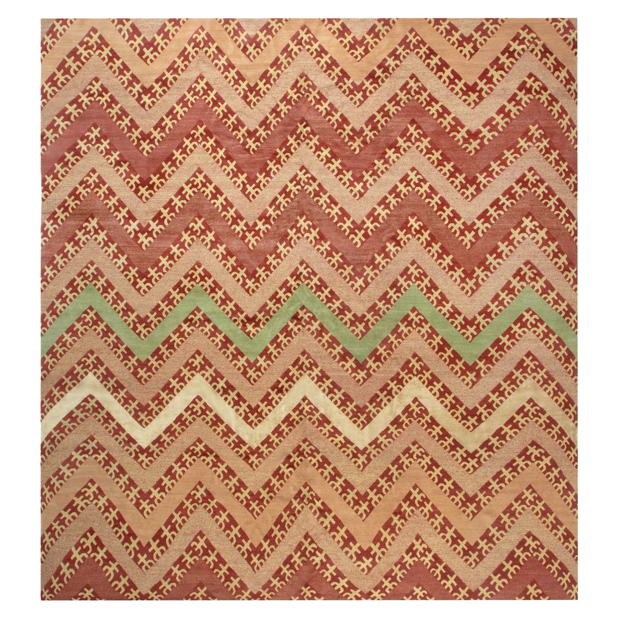 Modern Tribal Geometric Design Silk and Wool Rug by Doris Leslie Blau ...