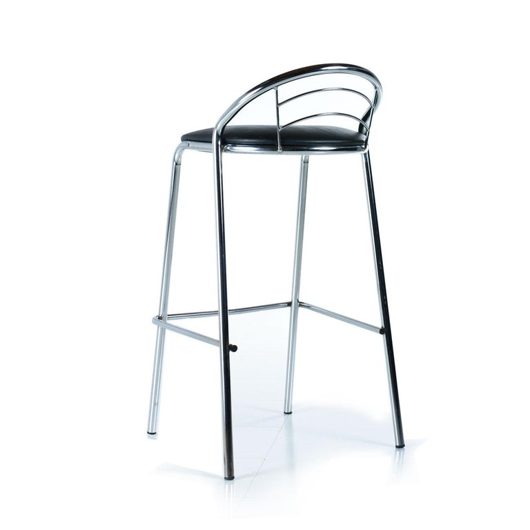 Modern Tubular Chrome Bar Stools with Black Seats at 1stDibs | tubular ...