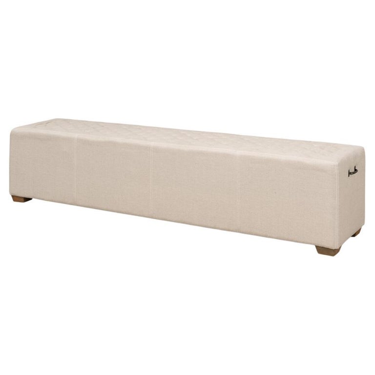 Modern Tufted Linen Bench For Sale at 1stDibs
