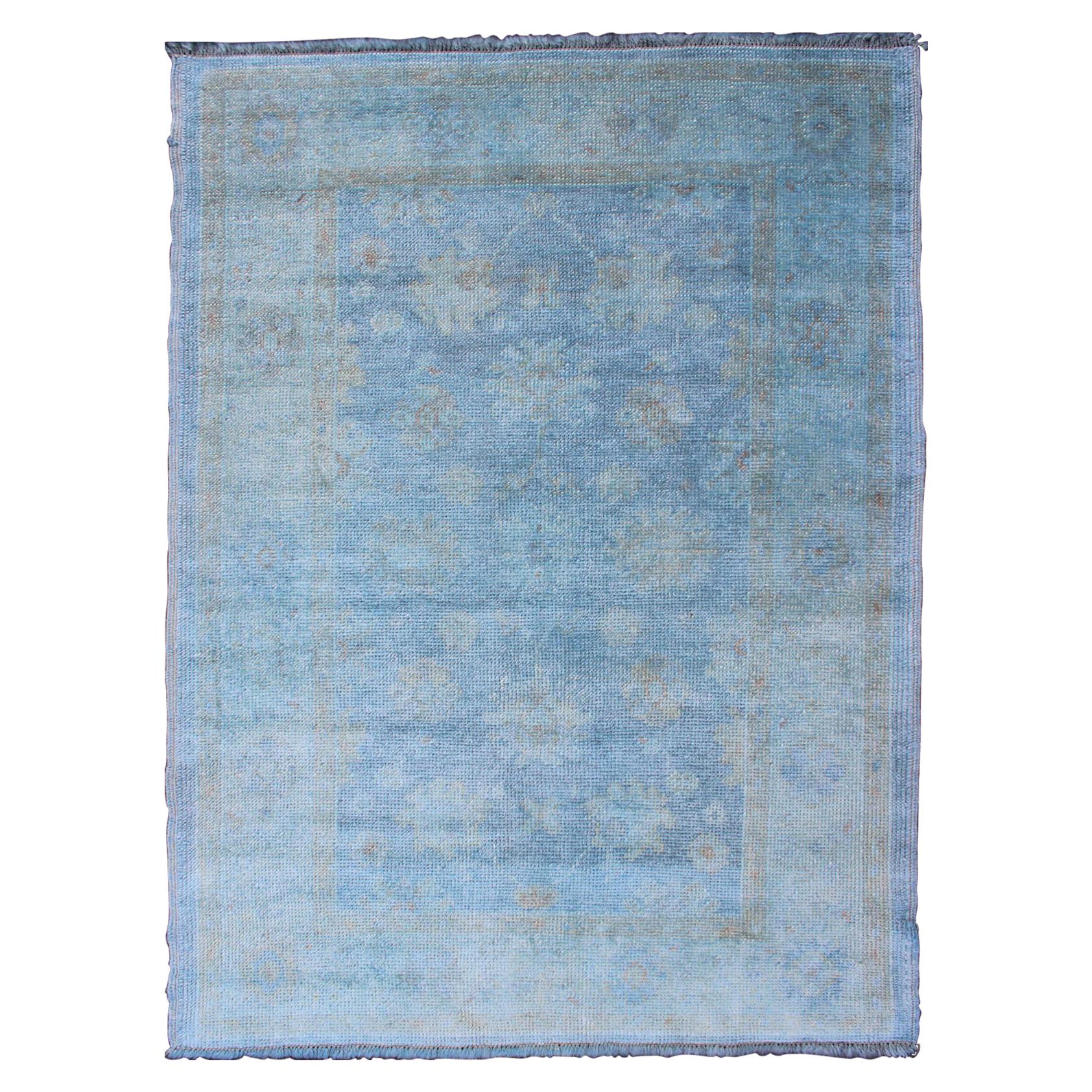 Vintage Blue Over Dyed Turkish Carpet For Sale at 1stdibs