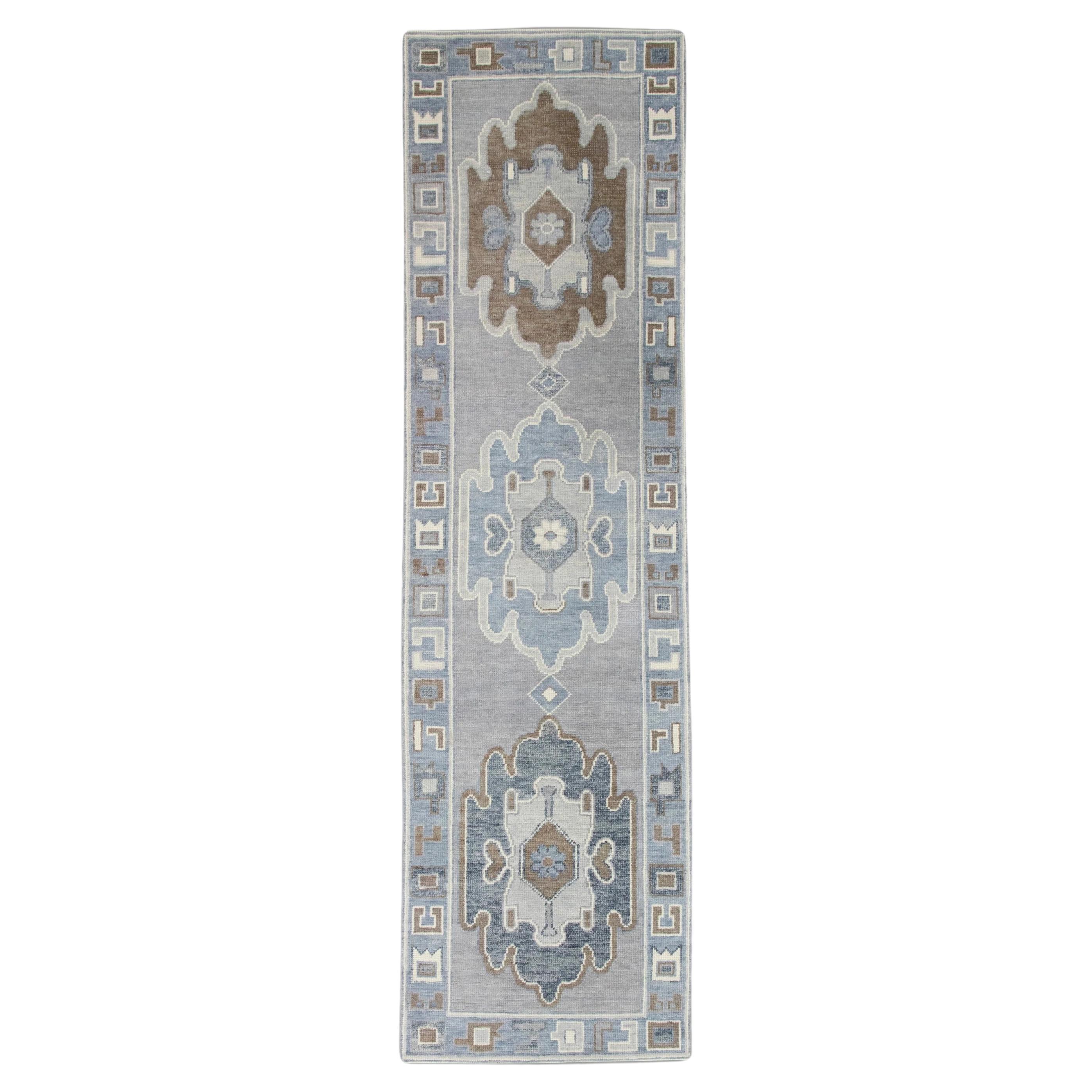 Pink and Orange Floral Handwoven Wool Turkish Oushak Rug 6' x 8'10" For ...