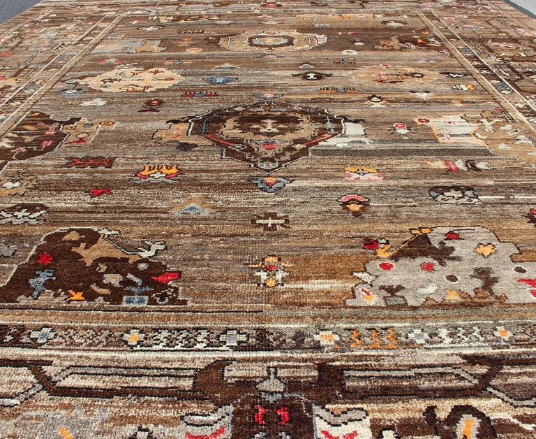 Contemporary Turkish Rug in Natural Brown Tones For Sale at 1stDibs