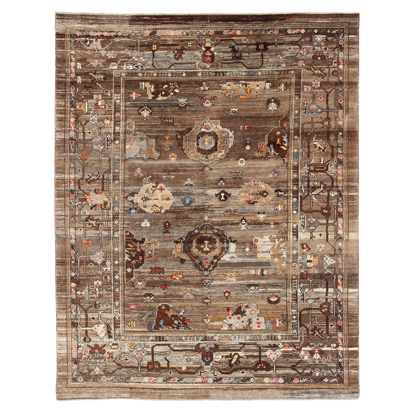 Contemporary Turkish Rug in Natural Brown Tones For Sale at 1stDibs