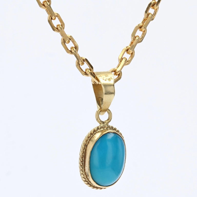 Modern Turquoise Stone 18 Karat Yellow Gold Pendant For Sale at 1stDibs
