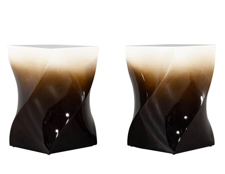 Modern Twist Pedestal Stands in Ombre Lacquered Finish For Sale at 1stDibs