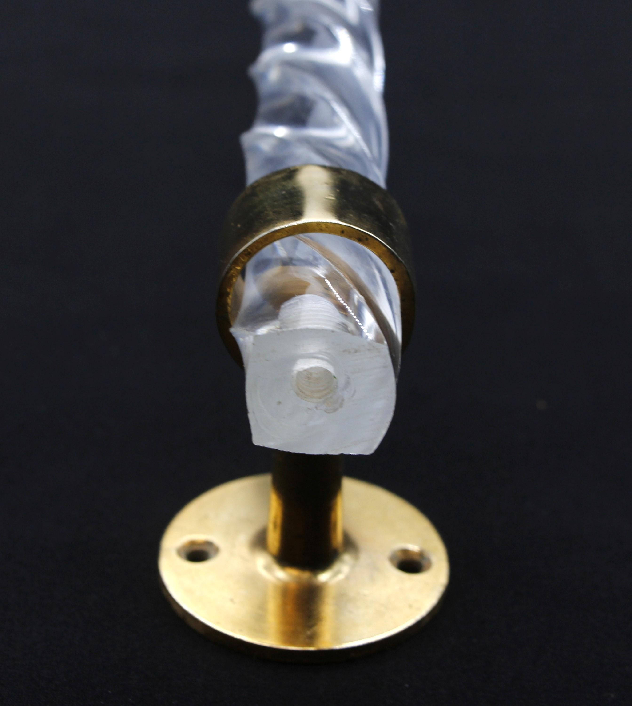 Modern Twisted Lucite Towel Bar Original Brass Brackets For Sale at 1stDibs