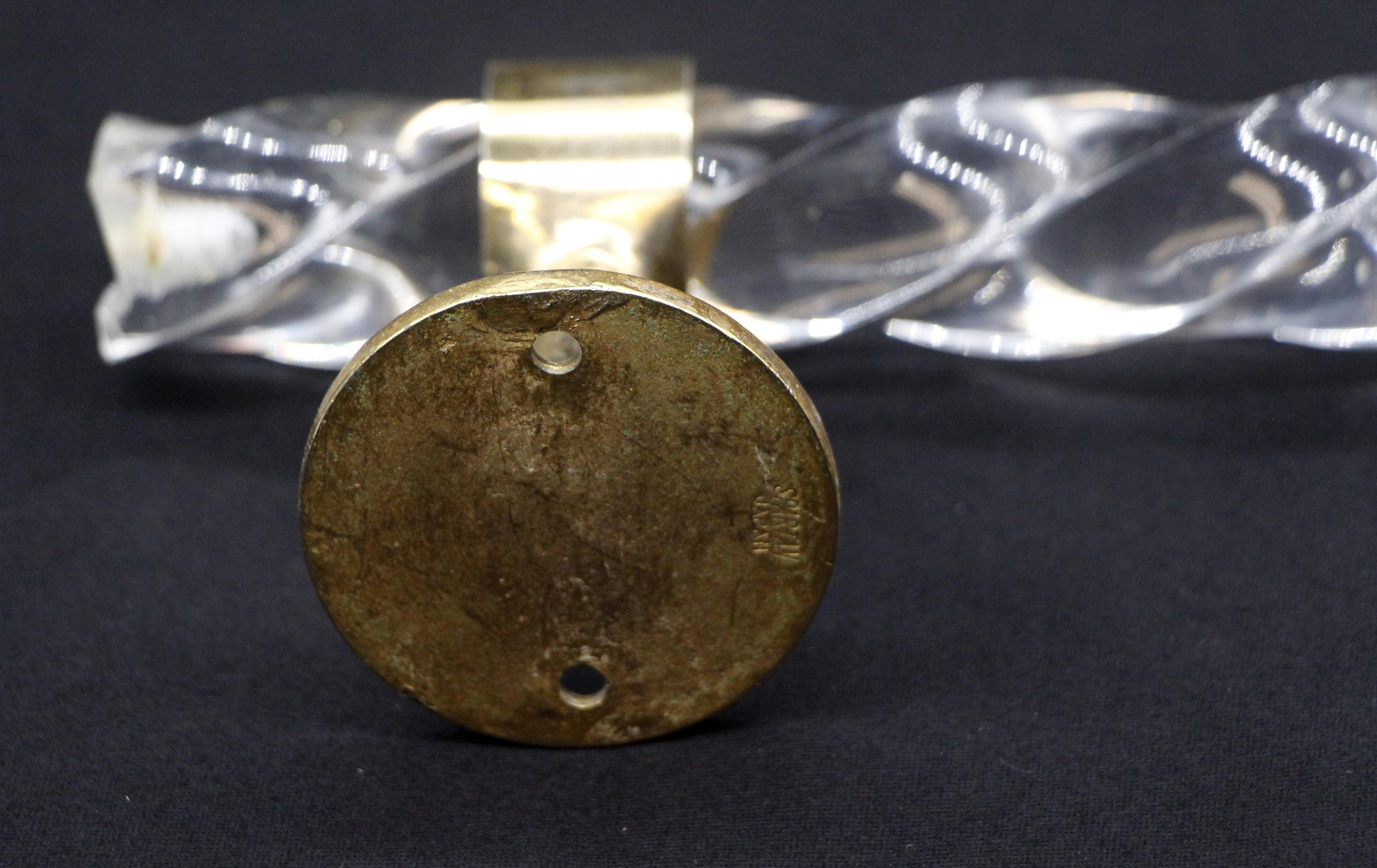 Modern Twisted Lucite Towel Bar Original Brass Brackets For Sale at 1stDibs