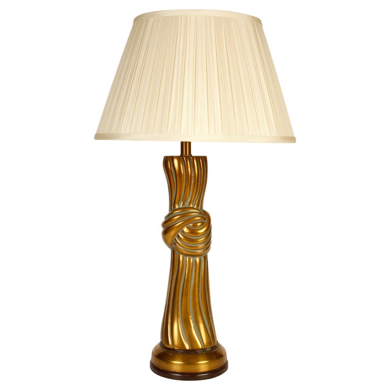 Modern Twisted Rope Knot Brass Lamp For Sale at 1stDibs