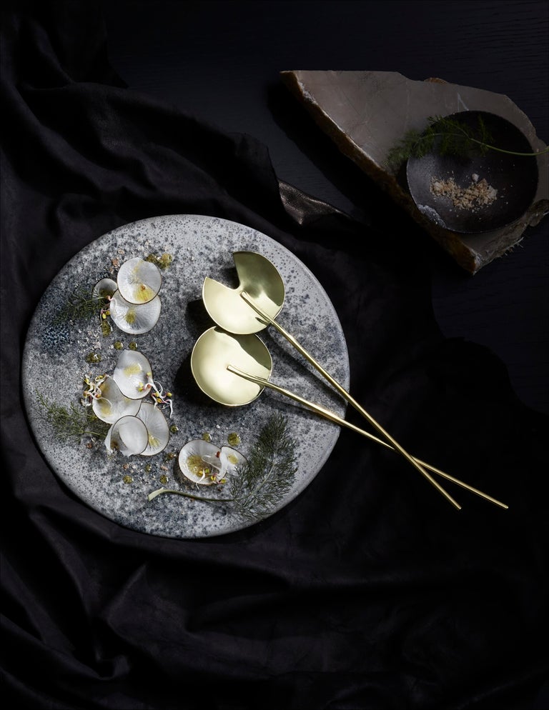 Modern Two Piece Brass Salad Set Forged and Fabricated in Mirror Finish ...