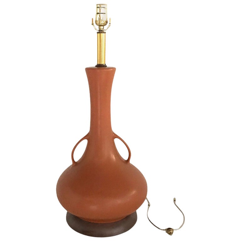 Modern Urn Shaped Ceramic Table Lamp with Handles, 1950s at 1stDibs